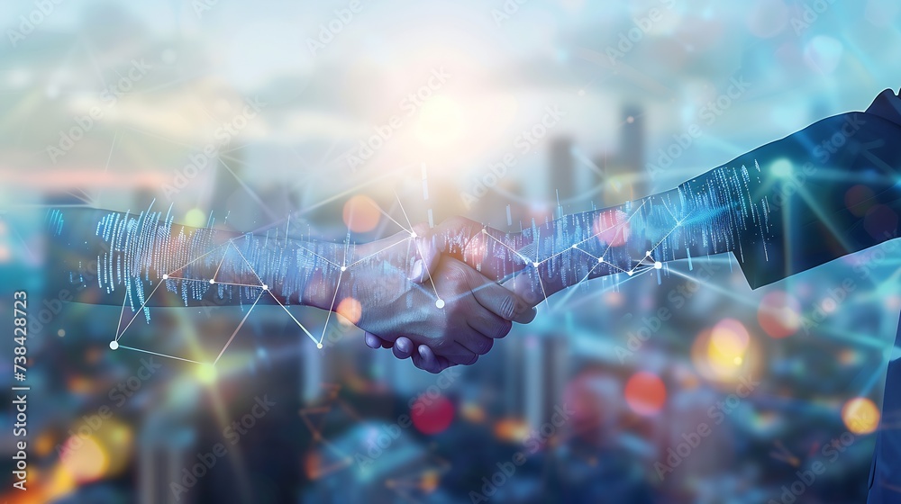 business man investor handshake with global network link connection and ...
