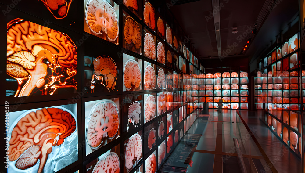 An X-ray and MRI scan of the human brain, providing detailed images for ...