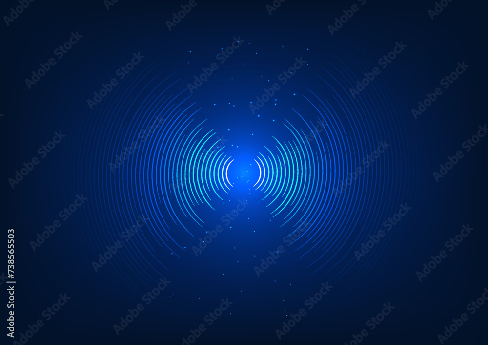 sound wave technology background radiating from the center The concept ...