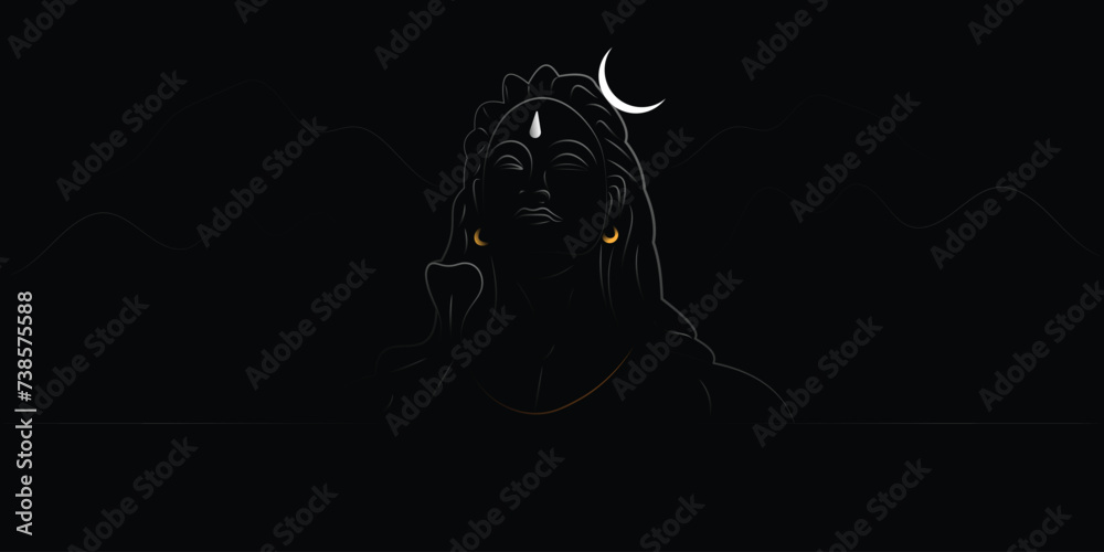 Aadi yogi Mahadev line art vector design for Maha shivratri festival ...