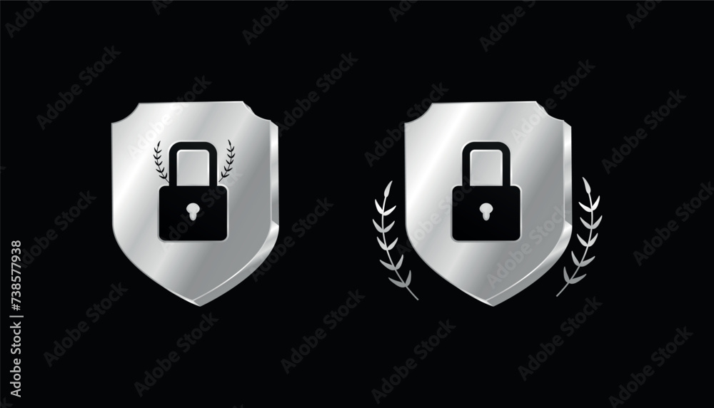Lock symbols. Two different Pad locks icon, symbol design with a silver ...