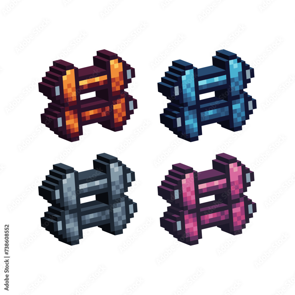 Isometric Pixel art 3d of barbell icon for items asset.Barble icon on ...