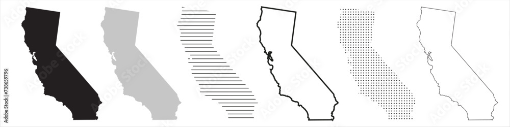 California State Map Black. California map silhouette isolated on ...