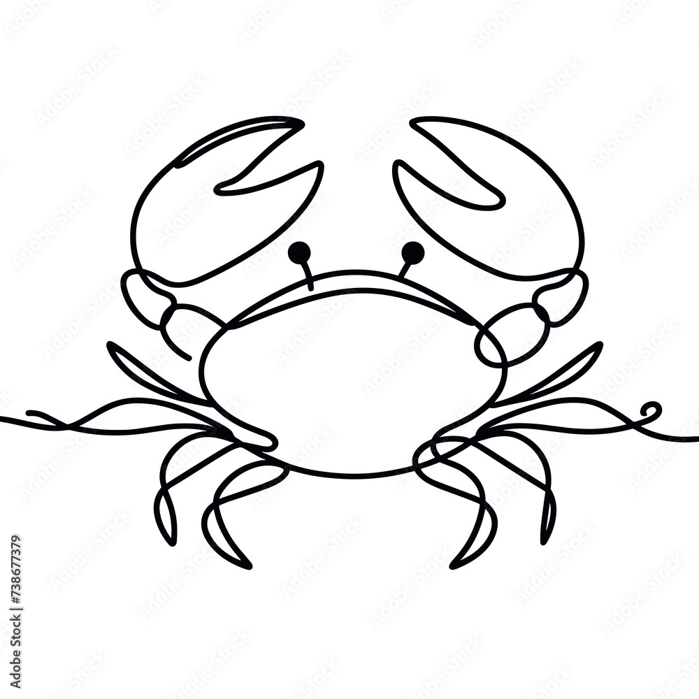 Crab in a line drawing style Stock Illustration | Adobe Stock
