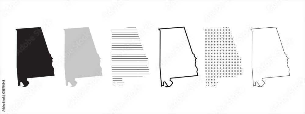 Alabama State Map Black. Alabama map silhouette isolated on transparent ...