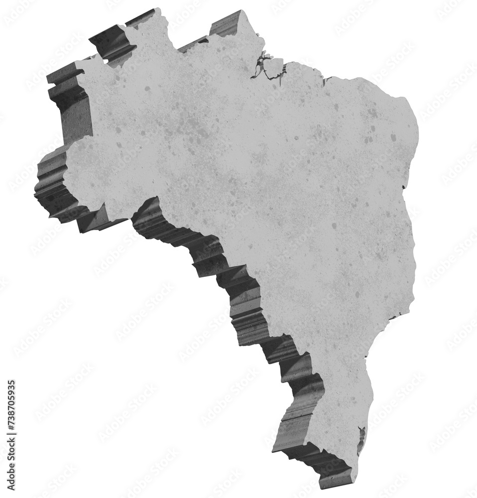 Concrete in the form of a map of Brazil map. Transparent background PNG ...