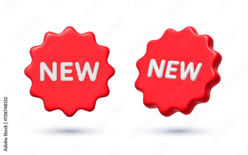 3d new promotion sale badge icon or starburst sticker, logo isolated ...