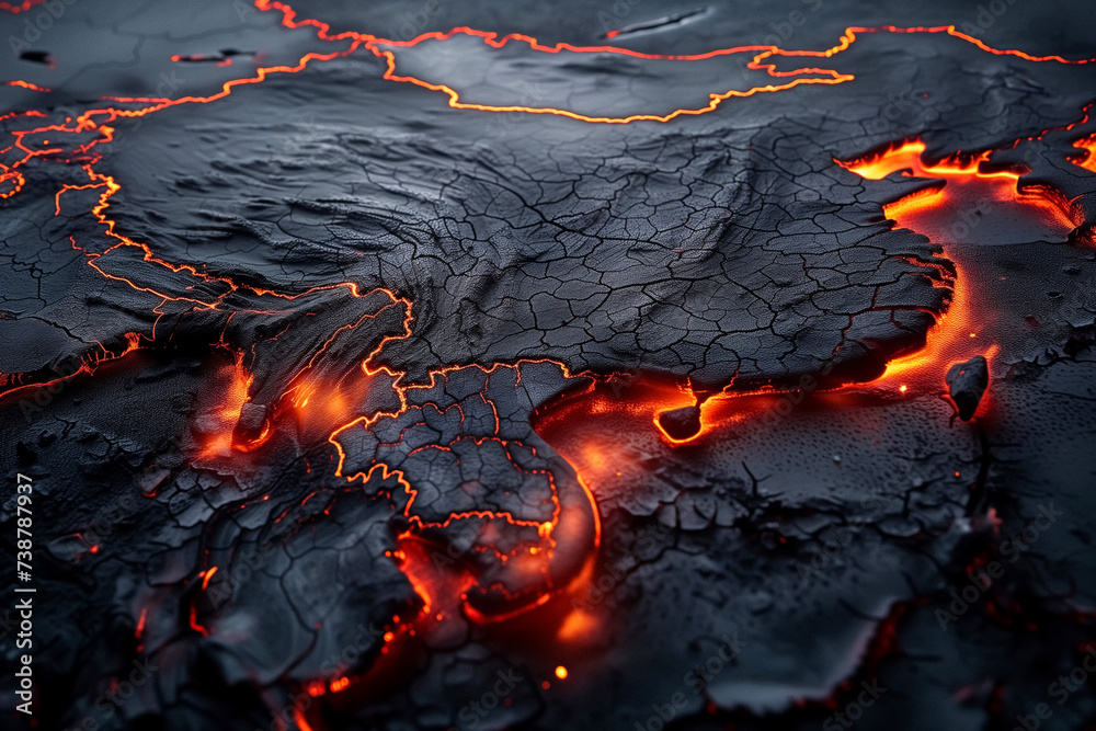 Volcanic map of China and Asia Stock Photo | Adobe Stock