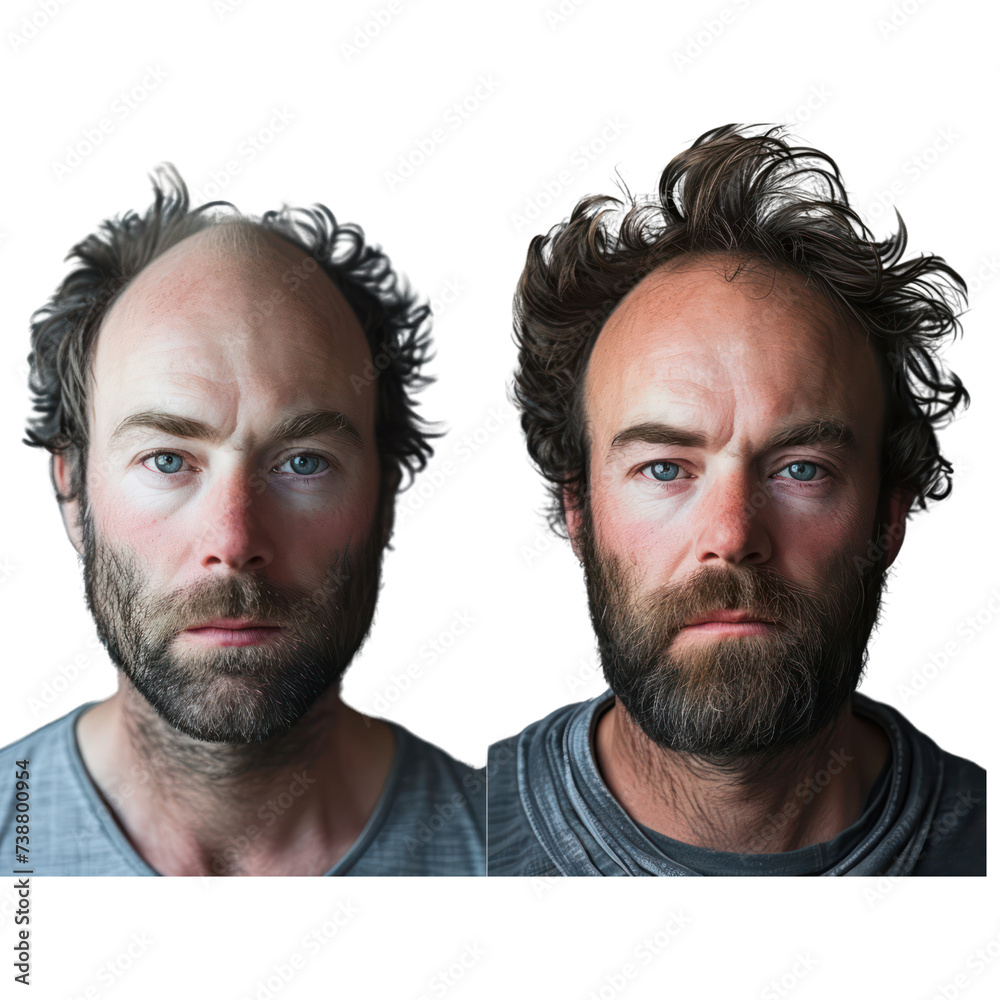 Before and after of a man with thinning or falling out hair, back right ...