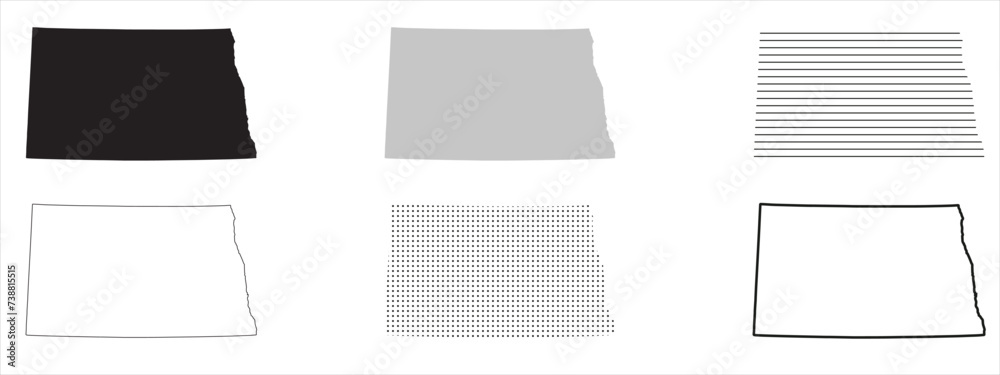 South Dakota State Map Black. South Dakota map silhouette isolated on ...