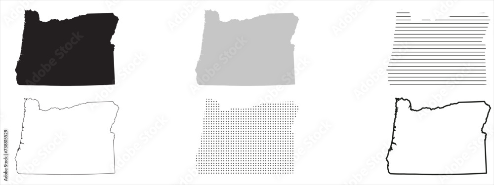 Oregon State Map Black. Oregon map silhouette isolated on transparent ...