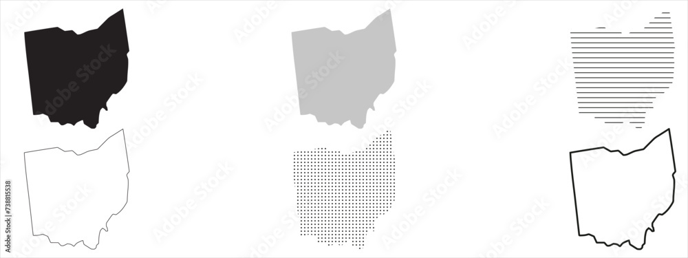 Vector de Stock Ohio State Map Black. Ohio map silhouette isolated on ...