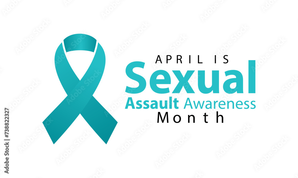 Sexual assault awareness month concept. Banner with teal ribbon Vector ...