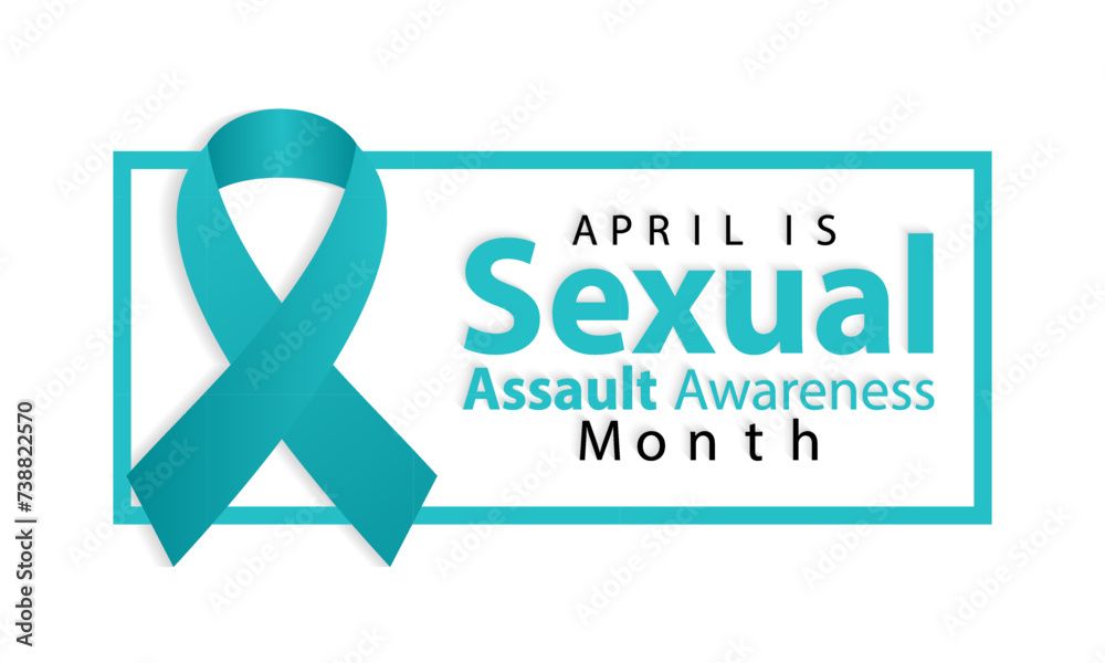 Sexual assault awareness month concept. Banner with teal ribbon Vector ...
