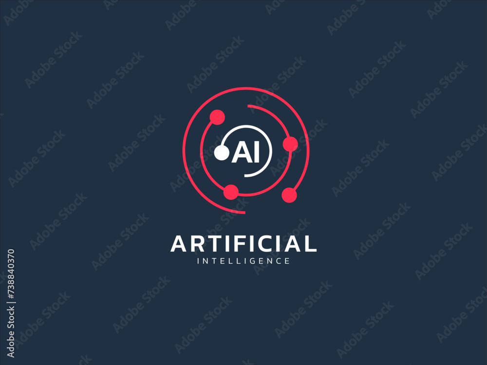 Artificial intelligence radar tracker icon logo infographic. AI search ...
