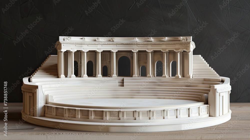 A 3D podium modeled after an ancient Greek amphitheater for classical ...