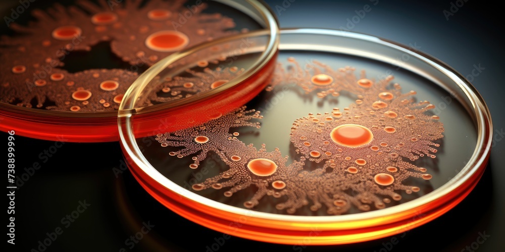 Staphylococcus aureus bacterial colonies on blood agar plate Stock ...