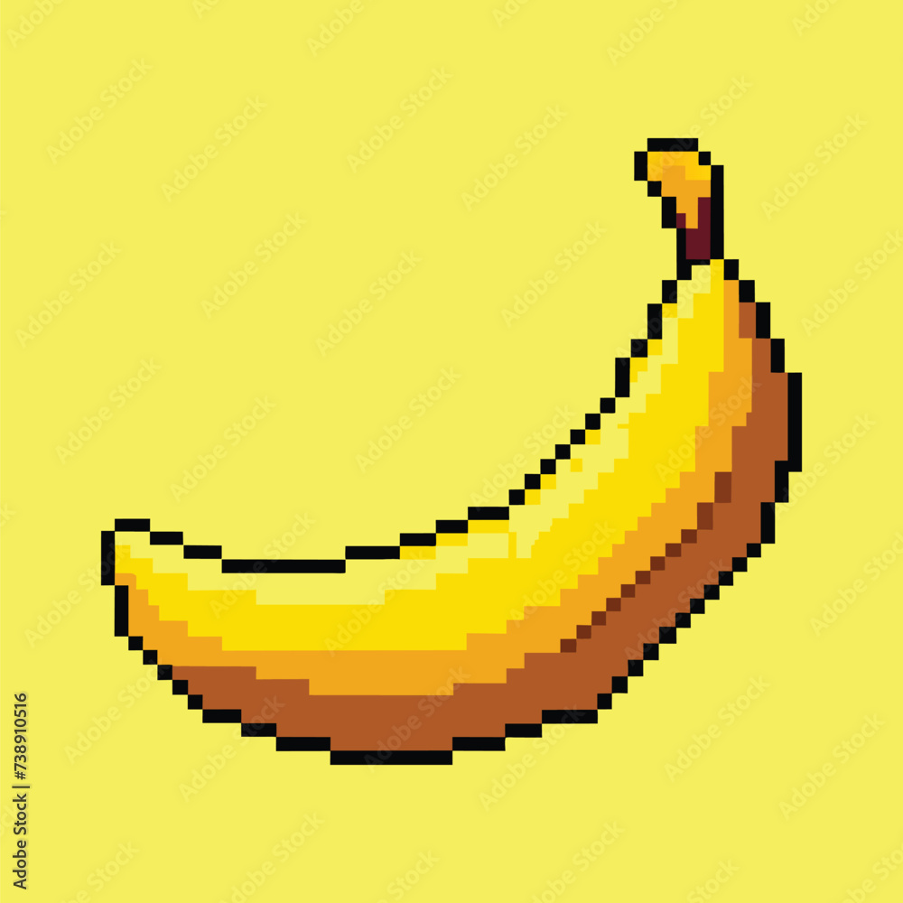 Pixel Art Banana Vector Illustration: A Playful Rendition of the ...