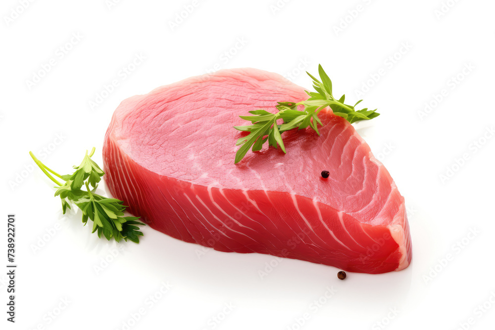 Raw tuna steak isolated, Red sea fish fillet, fresh tuna filet, seafood ...
