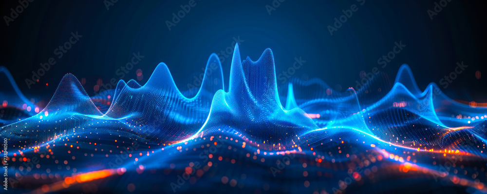 Futuristic blue sound wave visualization depicting an equalizer's ...