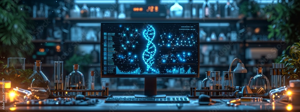 DNA medical screen hologram science hud data analysis body research ...