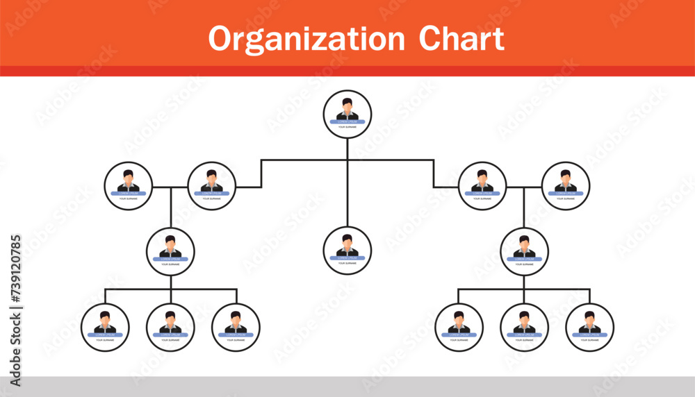 Organization Chart Infographics with People Icon and Abstract Line ...