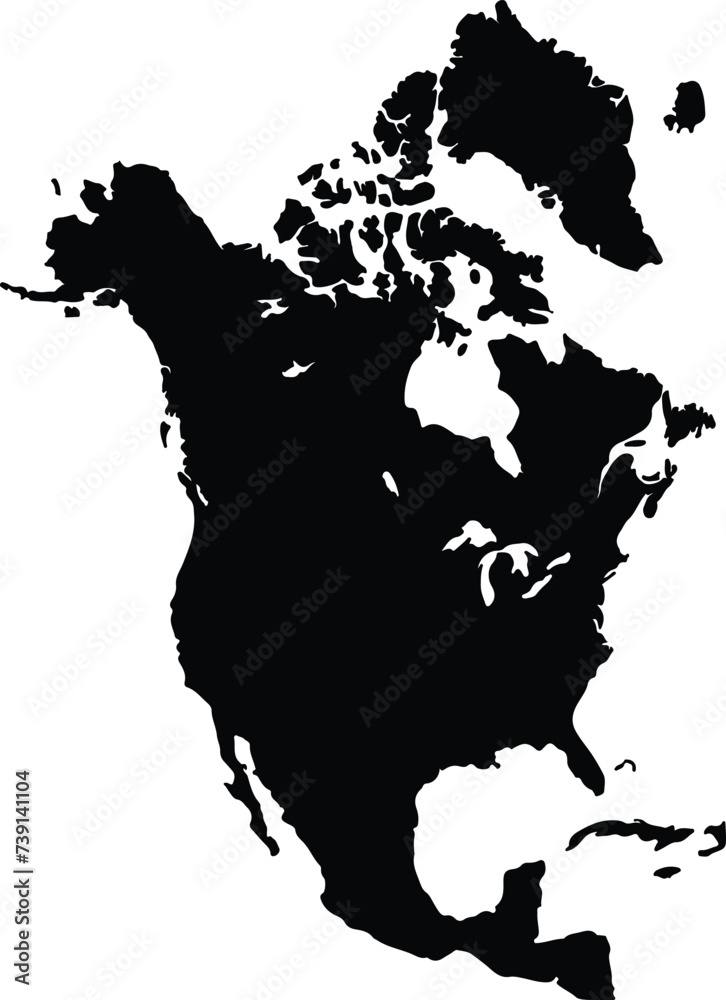 North America map with regions. USA, Canada, Mexico maps. Outline North ...