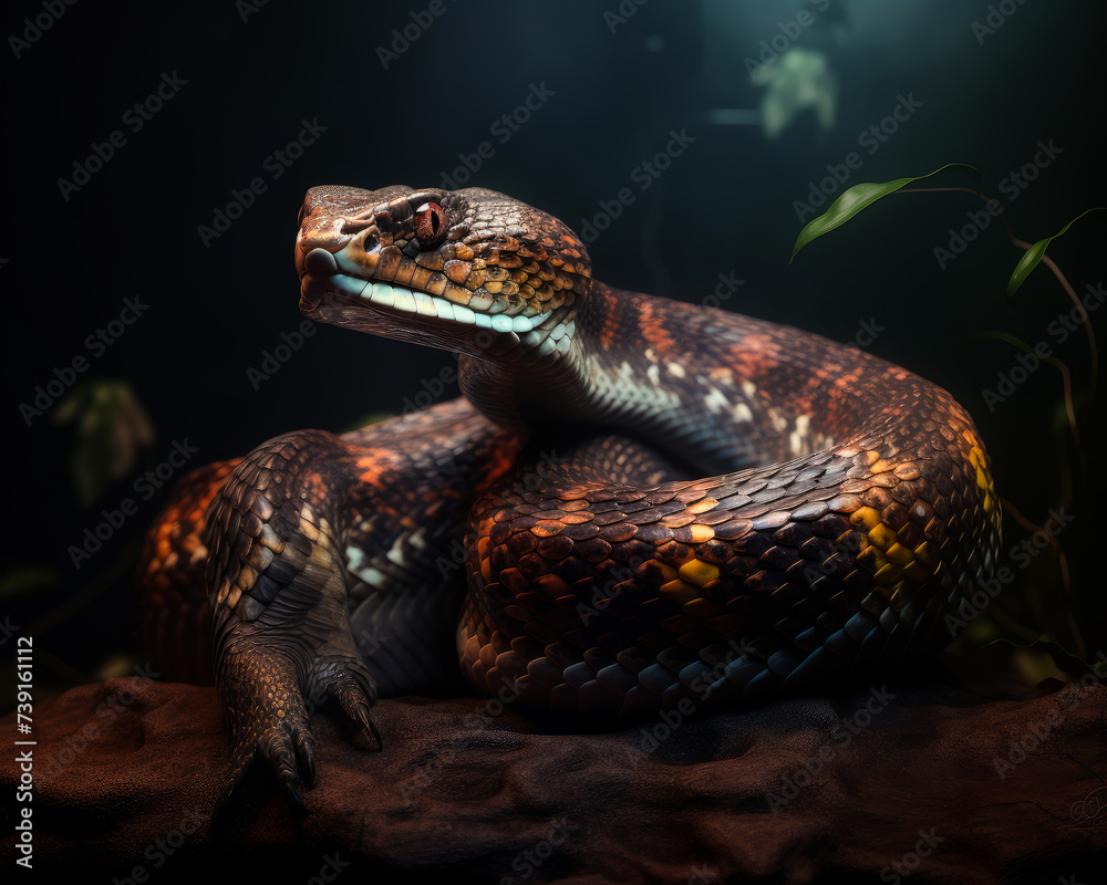 The coral snake is genus of nonvenomous snakes group of non-venomously ...