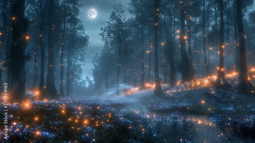 ATP molecules powering the luminous bioluminescent forest on a moon ...