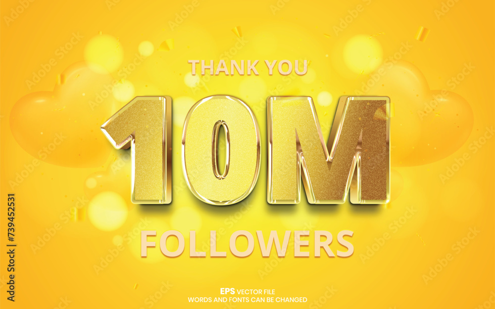 Thank you 10M followers vector design template for social media ...