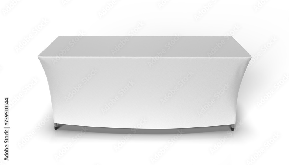 White Stretch Tablecloth fitted to a Trestle Table and isolated. 3D ...