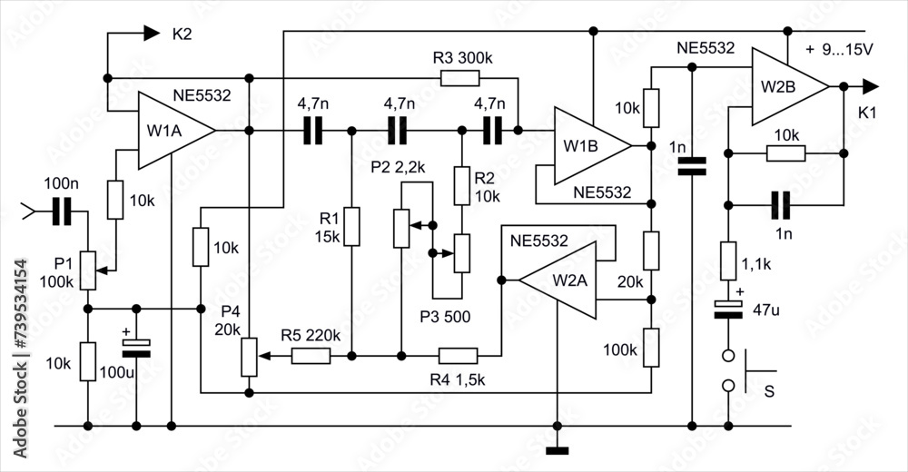 Technical schematic diagram of analog electronic device. Vector drawing ... Technical schematic diagram of analog electronic device. Vector drawing ...