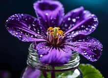 Violet Flowers In Glass Jar Free Stock Photo - Public Domain Pictures