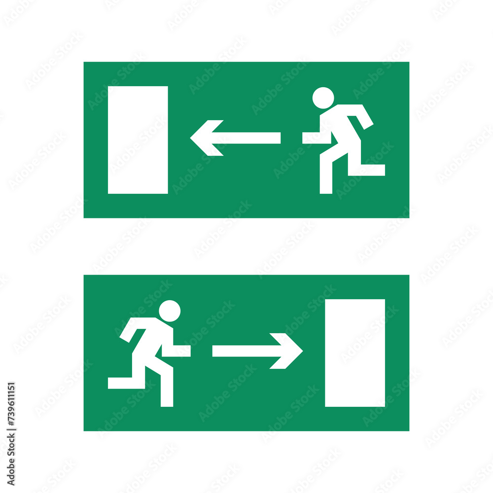 Emergency exit sign. Symbol of emergency or fire. A man runs through an ...