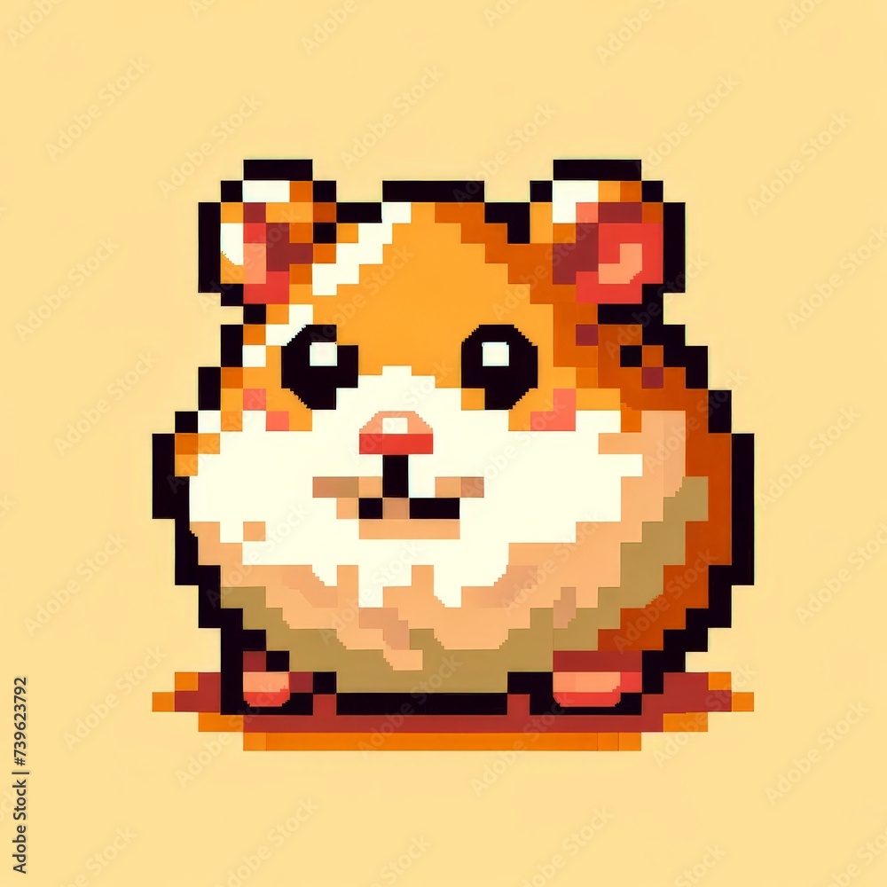 Pixel art of a hamster with a orange background, in the style of early ...