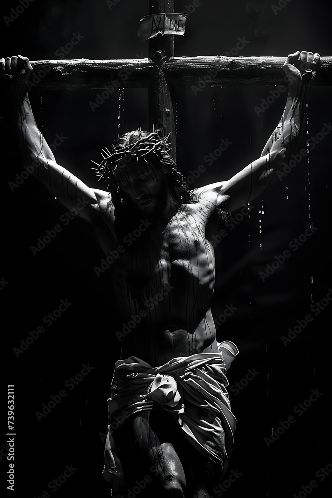 Powerful and poignant image of Jesus Christ on the cross, conveying ...