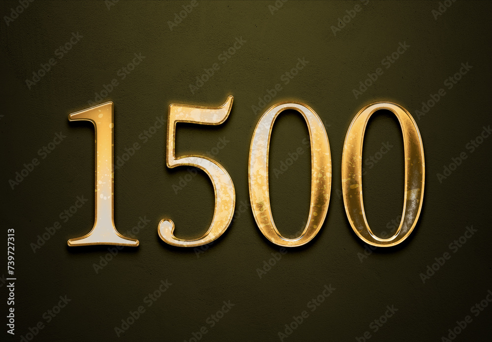 Old gold effect of year 1500 logo with 3D glossy style Mockup. Stock ...