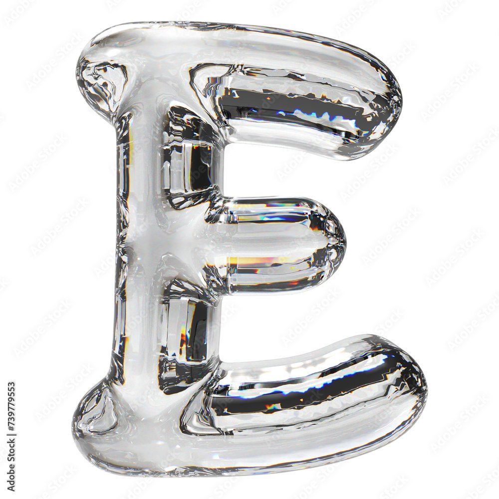 Glass uppercase letter E font 3d render Stock Illustration | Adobe Stock