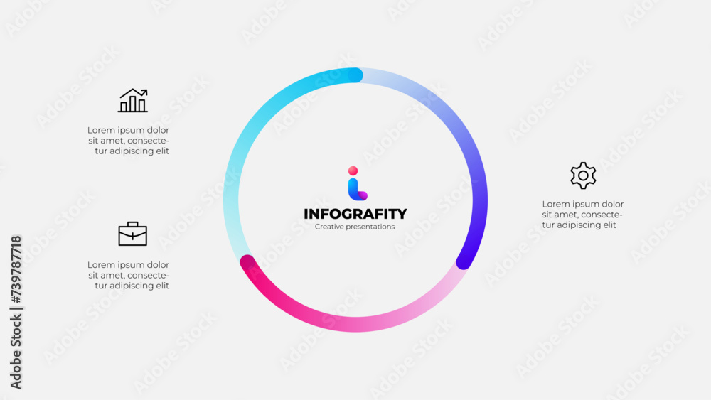 Cycle gradient diagram divided into 3 options of business project ...