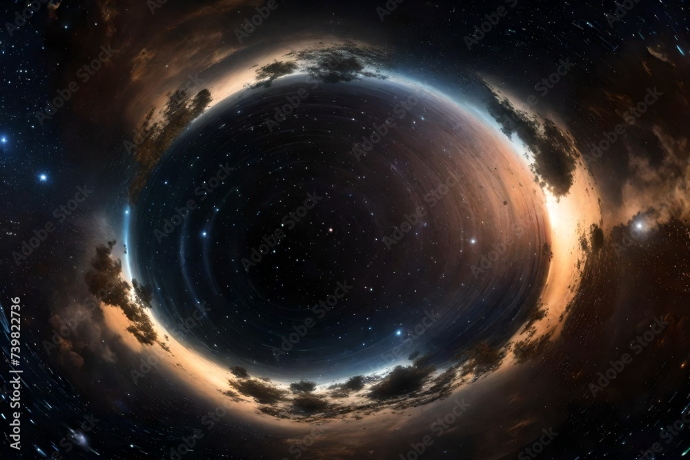 360 degree equirectangular projection space background with nebula and ...