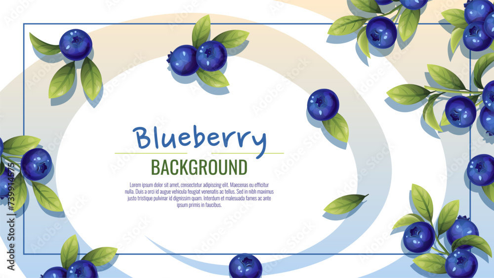 Banner design with blueberries and green leaves. Poster, background ...
