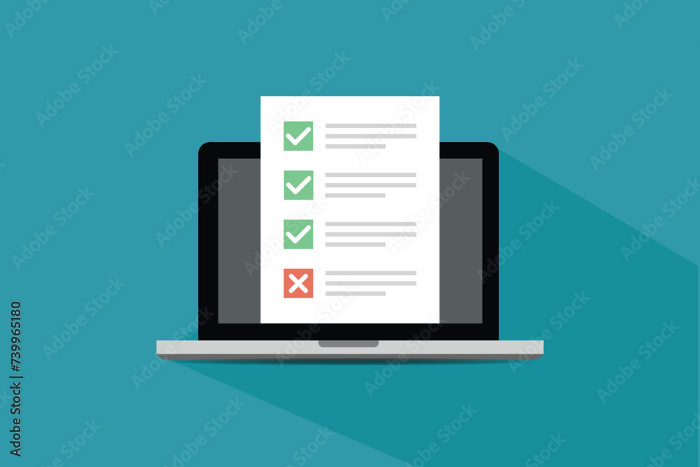 Checklist browser window. Check mark. Elements for web banners ...