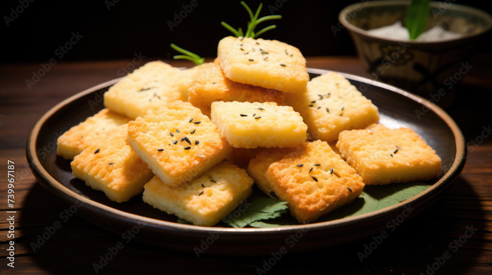 Cleavers, crispy and fluffy rice cookies from Japan. の Stock フォト ...