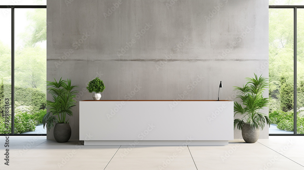 blank white reception desk in concrete office Stock Illustration ...