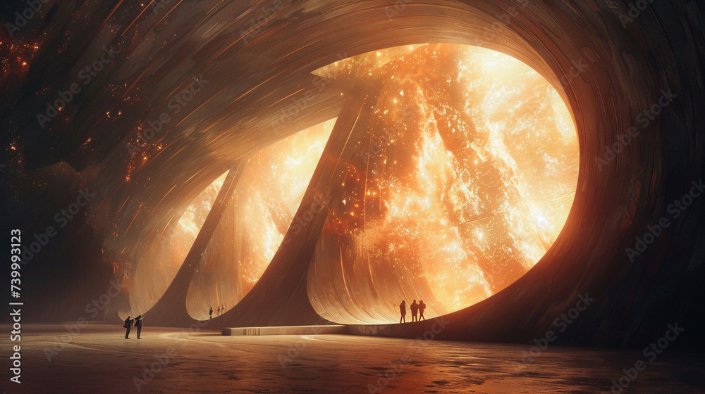 Architectural marvels in a cosmic cave where futuristic design is ...