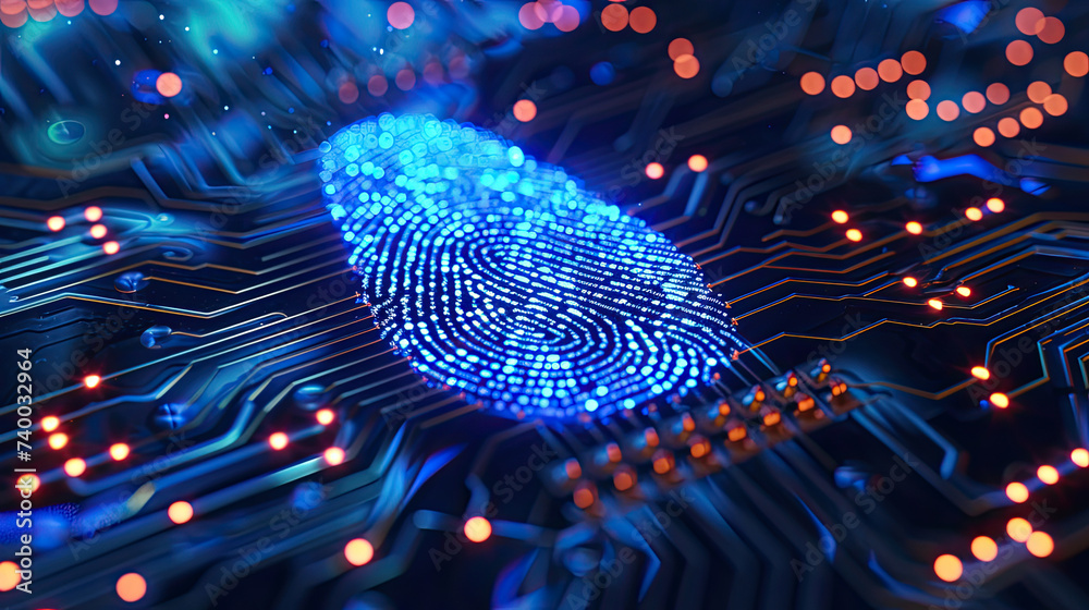Fingerprint Digital Technology Electronic On A Circuit Board Fingerprints With Circuit Board