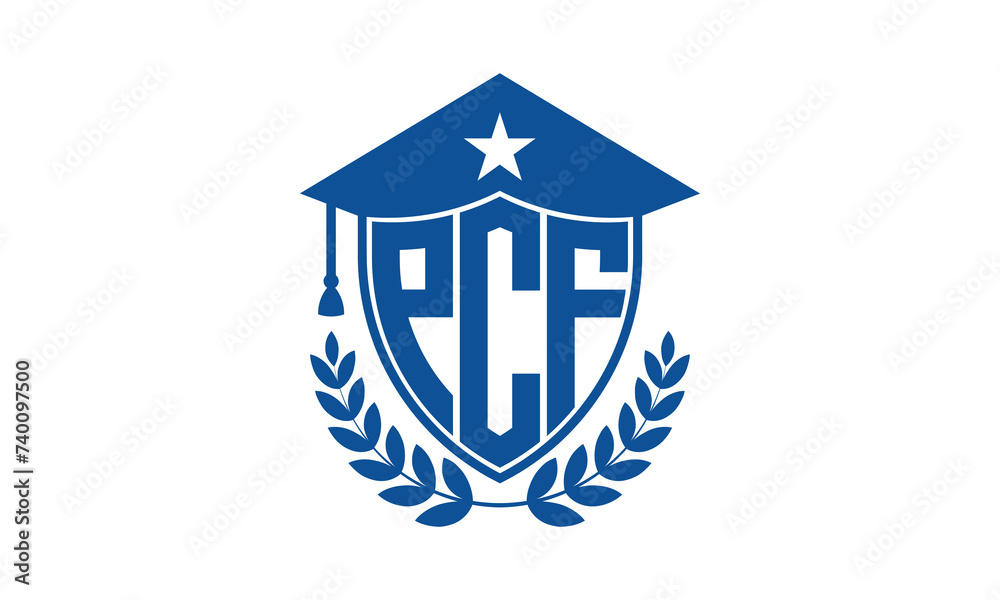 PCF three letter iconic academic logo design vector template. monogram ...
