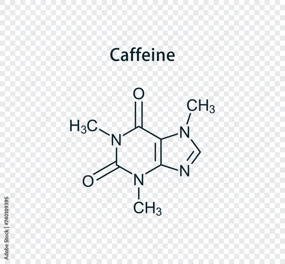 Chemical structure of caffeine. Vector illustration isolated on ...