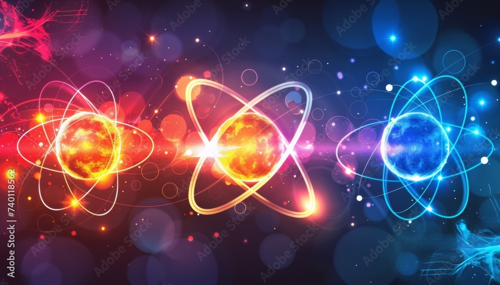 Subatomic proton particle collision for nuclear fusion concept in science research Stock ...