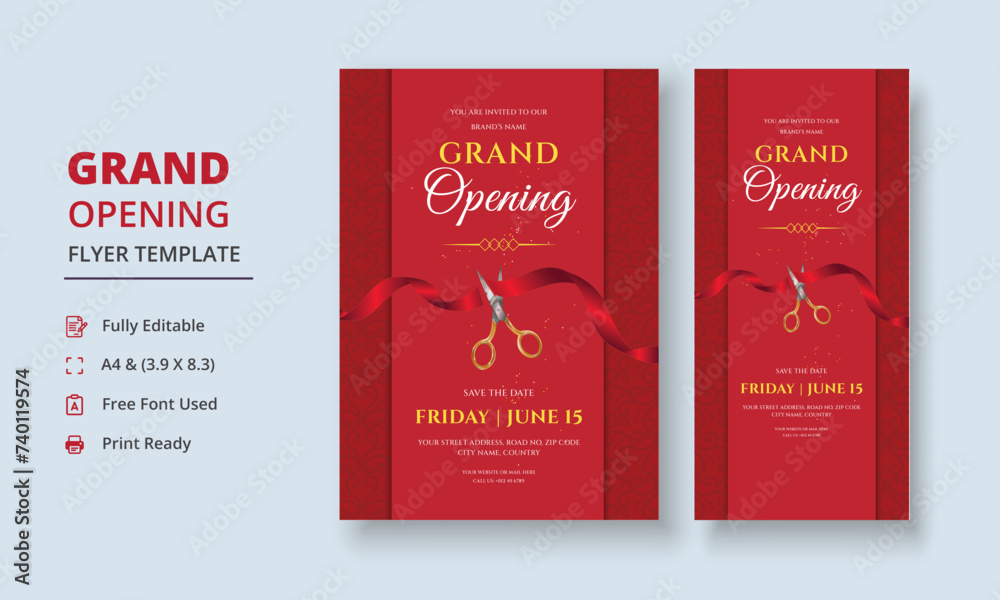 Grand Opening Flyer Template, Realistic grand Opening Invitation ...